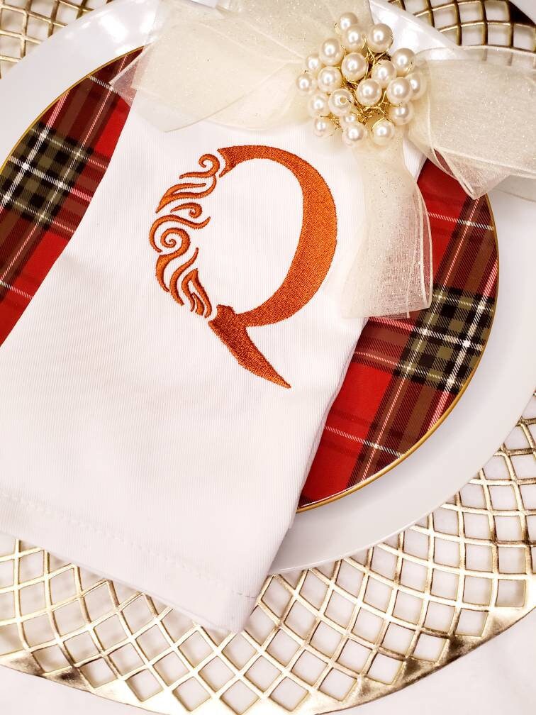 Embroidered Monogram Letter Q, Embroidery Font Design File, Machine ...