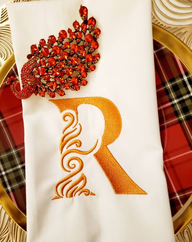 Embroidered Monogram Letter R Embroidery Font Design File - Etsy