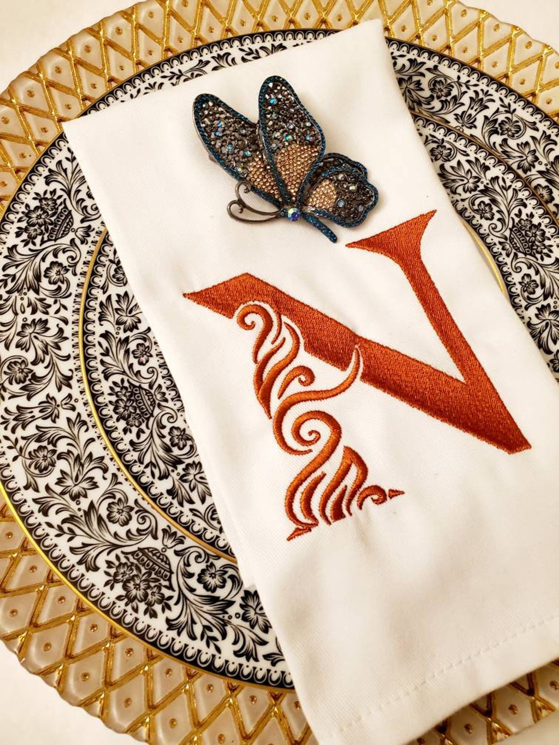 Embroidered Monogram Letter N Embroidery Font Design File - Etsy