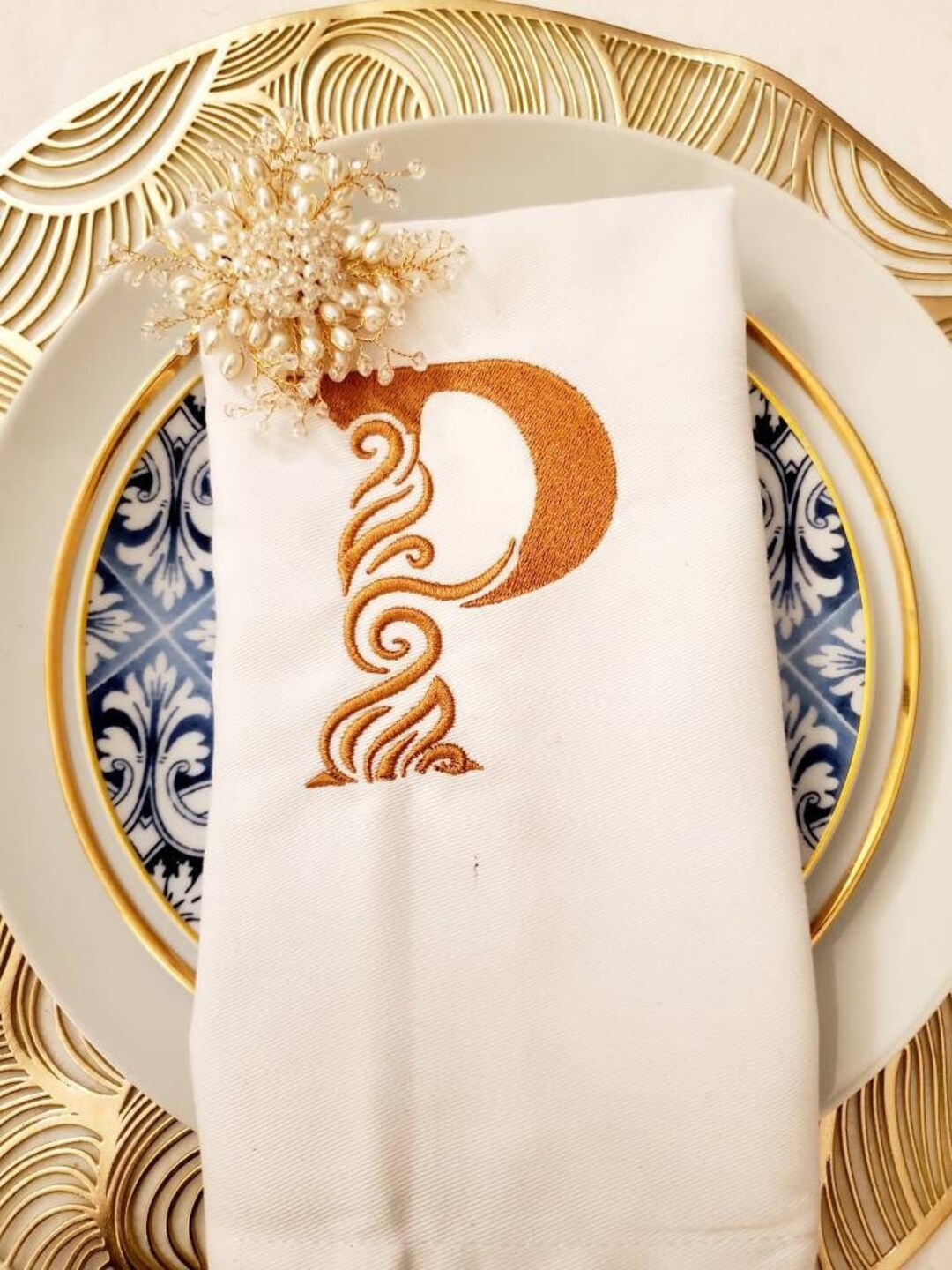 Embroidered Monogram Letter P, Embroidery Font Design File, Machine ...