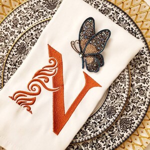 Embroidered Monogram Letter N, Embroidery Font Design File, Machine ...