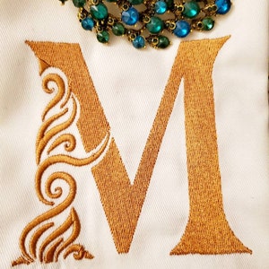 Embroidered Monogram Letter M, Embroidery Font Design File, Machine ...