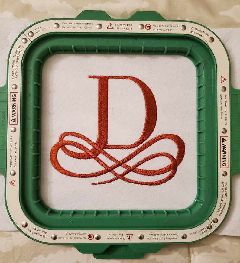 Large Machine Embroidery Design Letter D, Elegant Monogram Large Letter ...