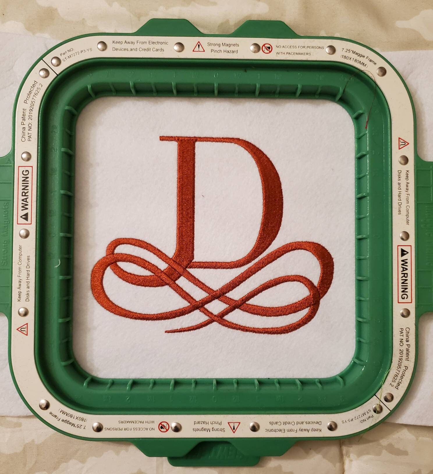 Large Machine Embroidery Design Letter D, Elegant Monogram Large Letter ...