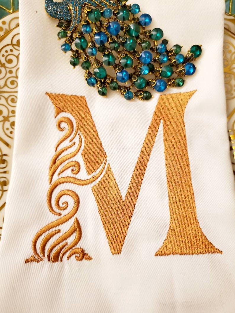 Embroidered Monogram Letter M, Embroidery Font Design File, Machine ...