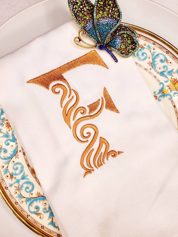 Embroidered Monogram Letter F, Embroidery Font Design File, Machine ...