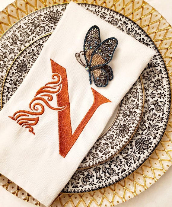 Embroidered Monogram Letter N Embroidery Font Design File | Etsy