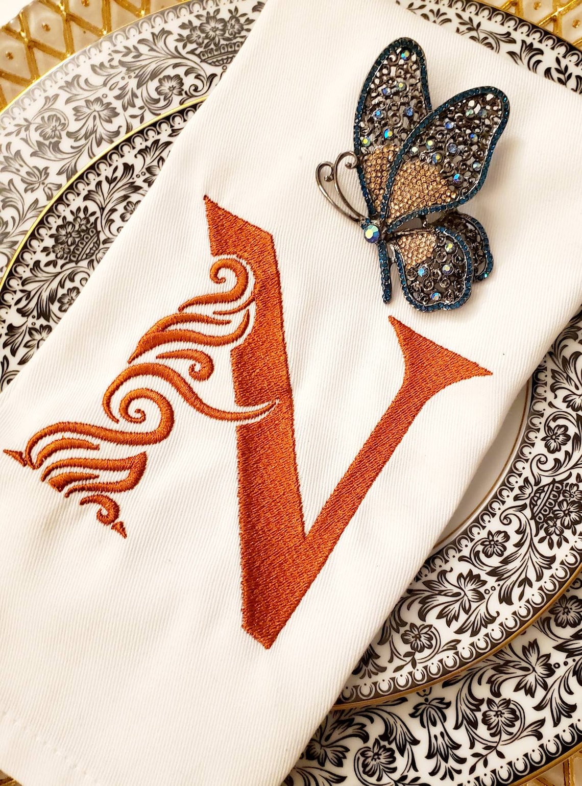 Embroidered Monogram Letter N Embroidery Font Design File - Etsy