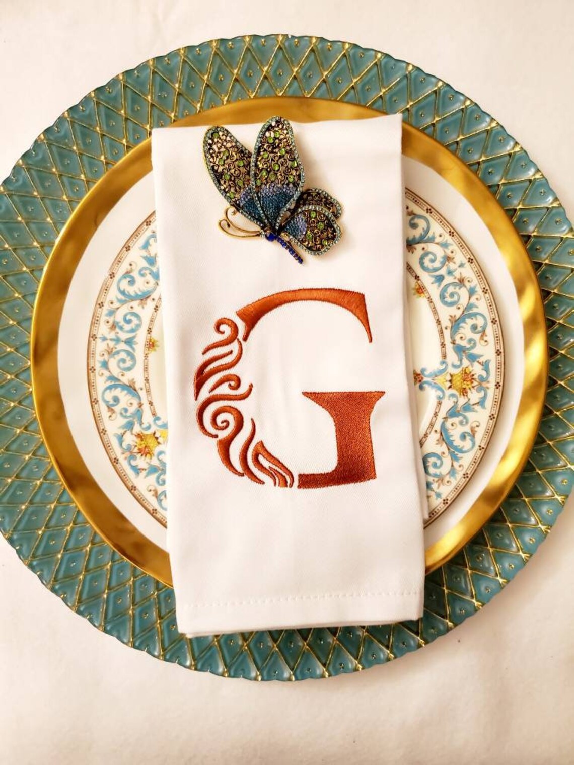 Embroidered Monogram Letter G Embroidery Font Design File | Etsy