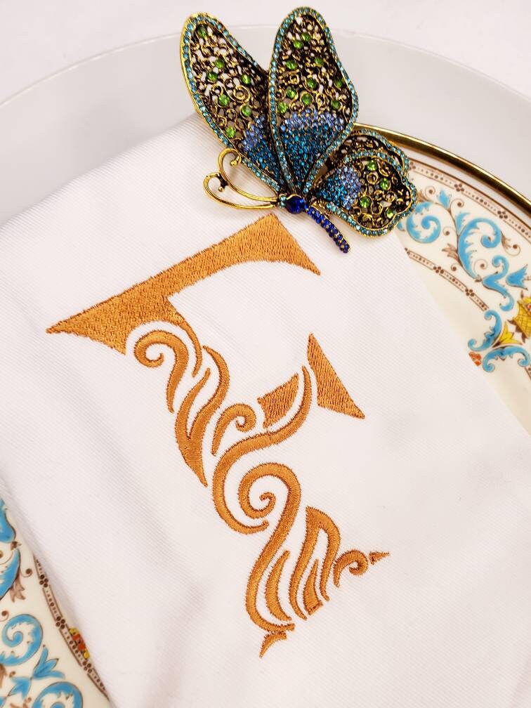 Embroidered Monogram Letter F, Embroidery Font Design File, Machine ...