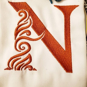Embroidered Monogram Letter N, Embroidery Font Design File, Machine ...