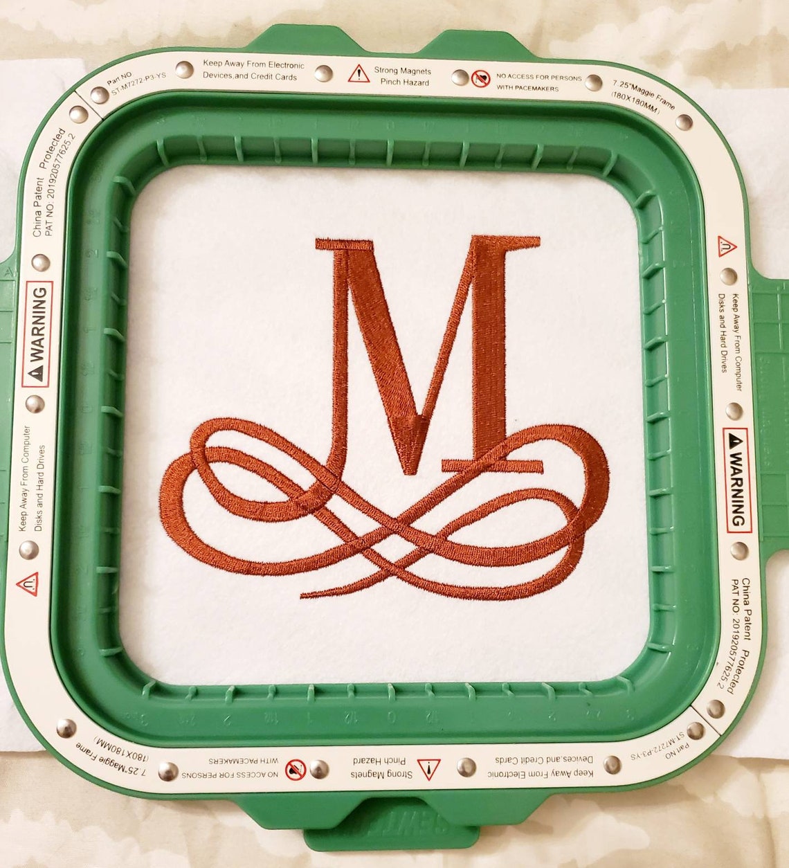 Large Machine Embroidery Letter M, Elegant Monogram Font M, Wedding ...
