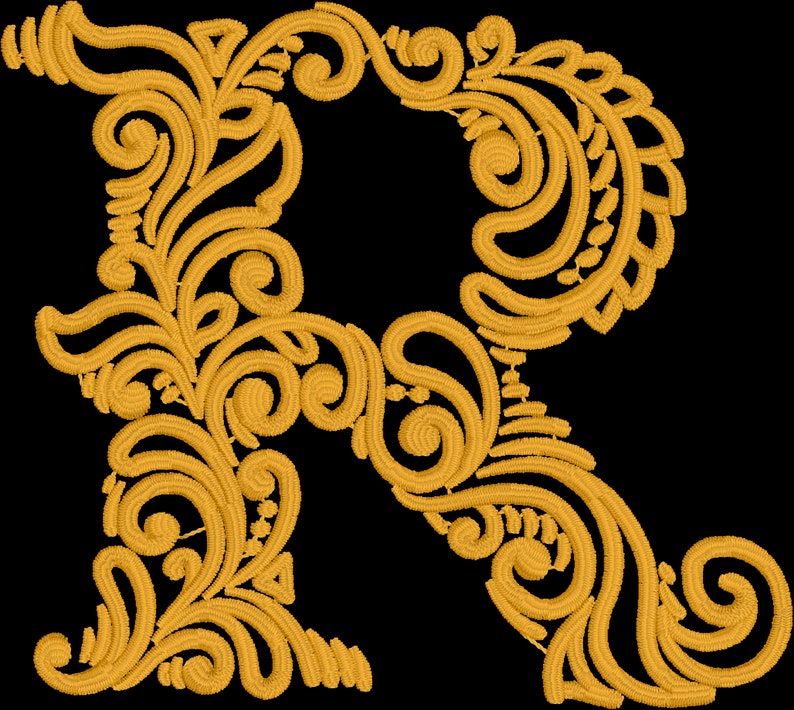 Elegant Monogram Font (letter 'R'), Machine Embroidery, Personalized ...