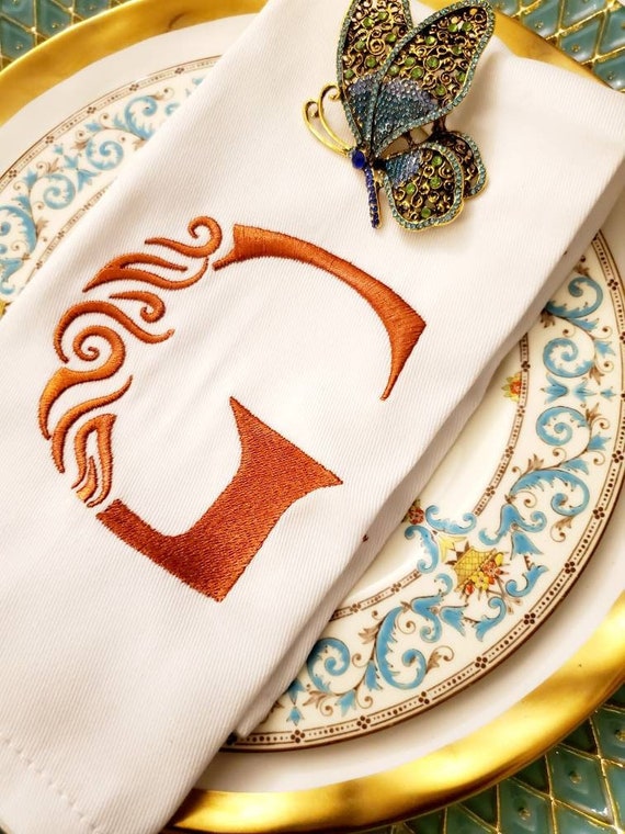 Embroidered Monogram Letter G Embroidery Font Design File | Etsy