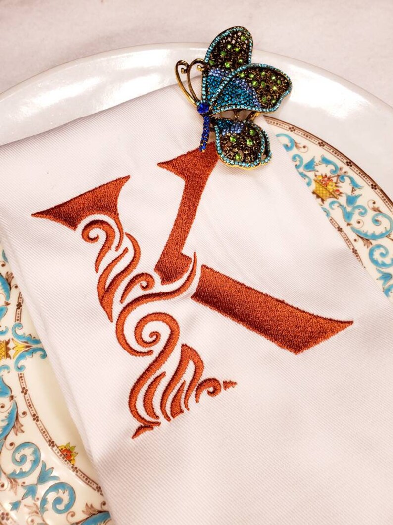 Embroidered Monogram Letter K, Embroidery Font Design File, Machine ...