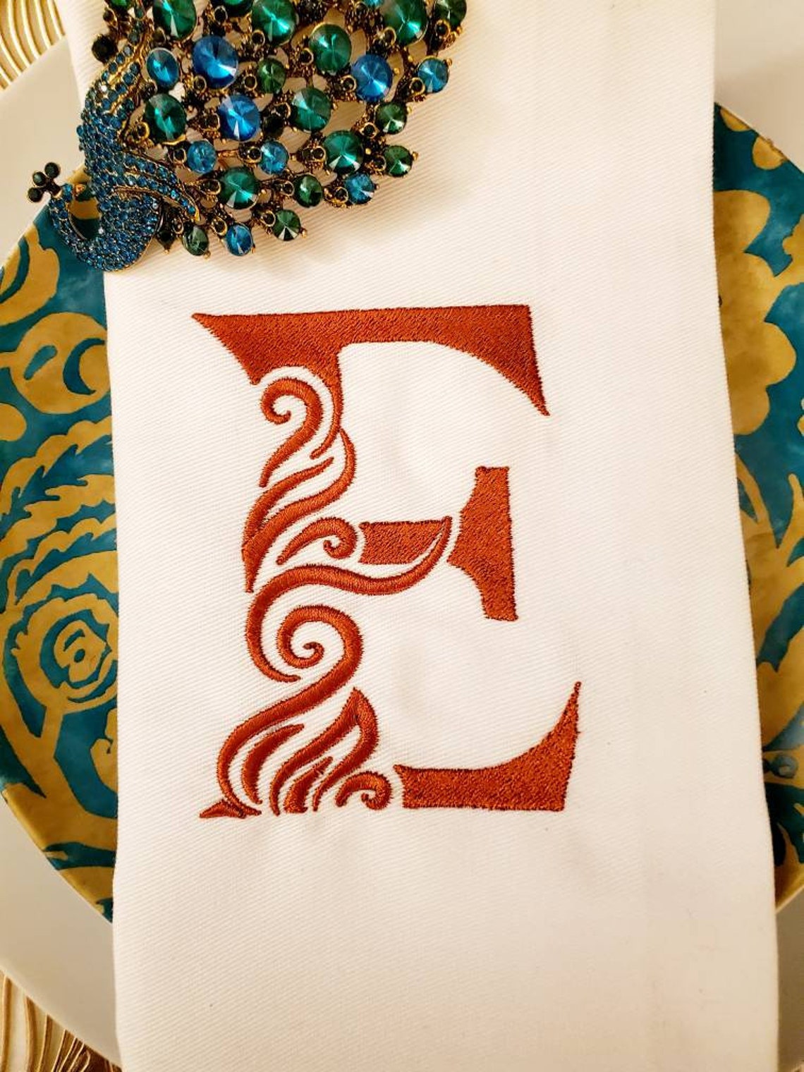 Embroidered Monogram Letter E Embroidery Font Design File - Etsy