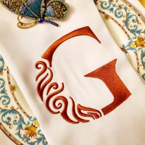 Embroidered Monogram Letter G, Embroidery Font Design File, Machine ...