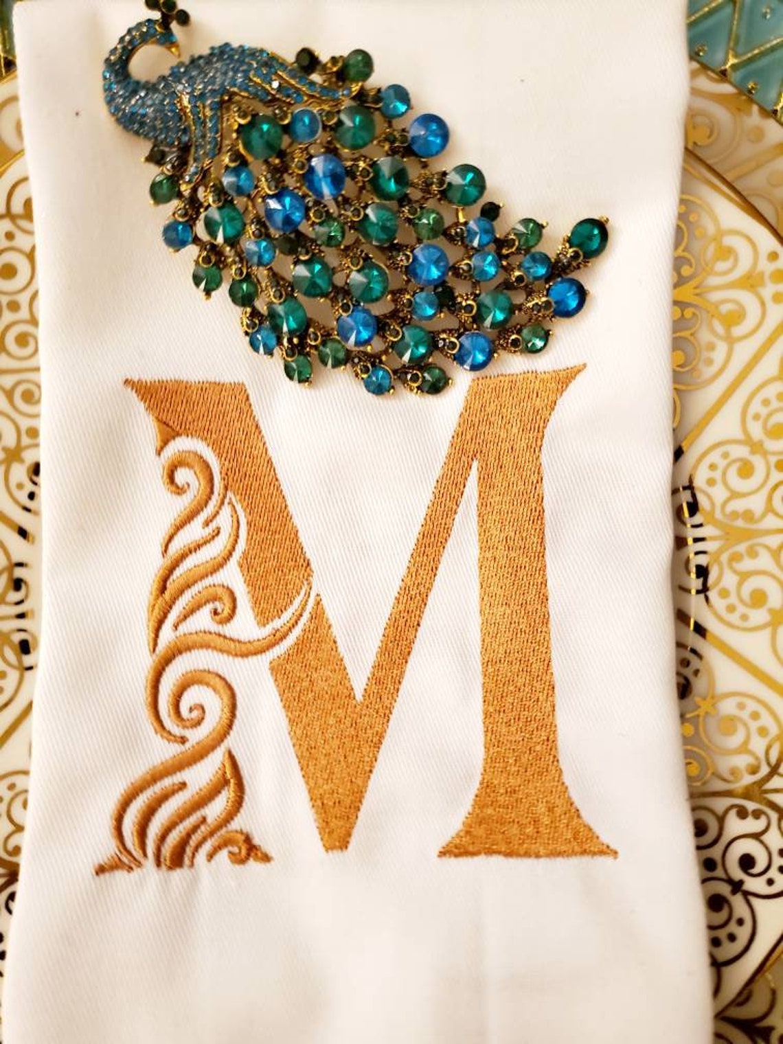 Embroidered Monogram Letter M Embroidery Font Design File - Etsy