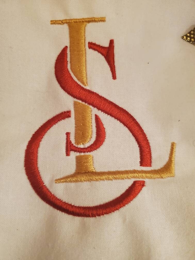 Embroidered Monogram Letters SL, Embroidery Font Design File, Machine ...