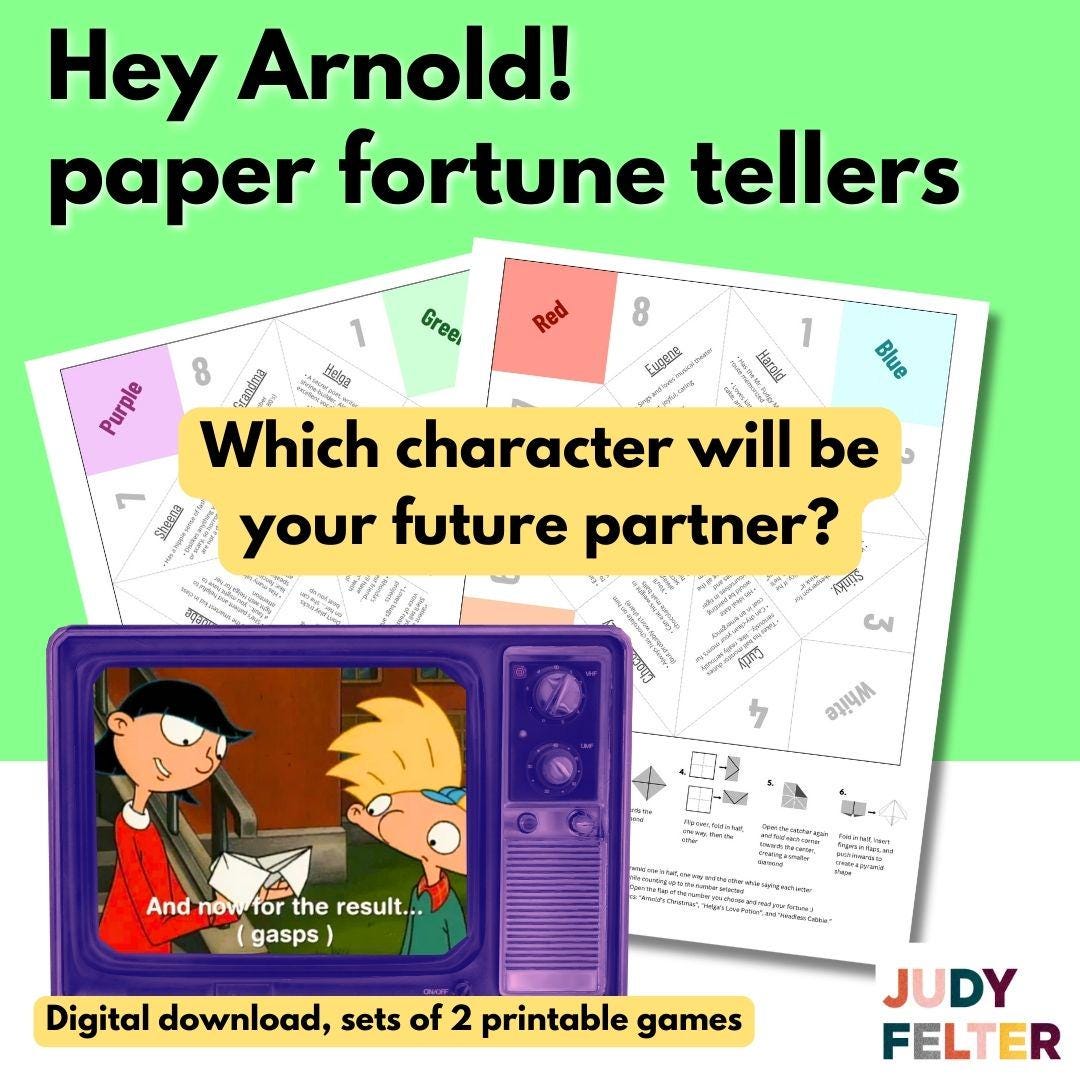 Hey Arnold Paper Fortune Tellers | Set of 2 | Printable Download | PDF ...