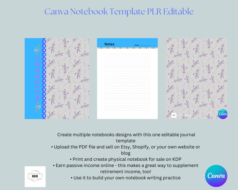 Canva Notebook Template PLR Editable, Editable Canva Notebook Template ...