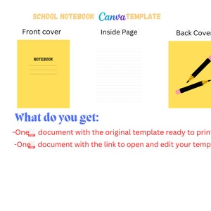 School Yellow Notebook Canva Template for Commercial and Personal Use ...