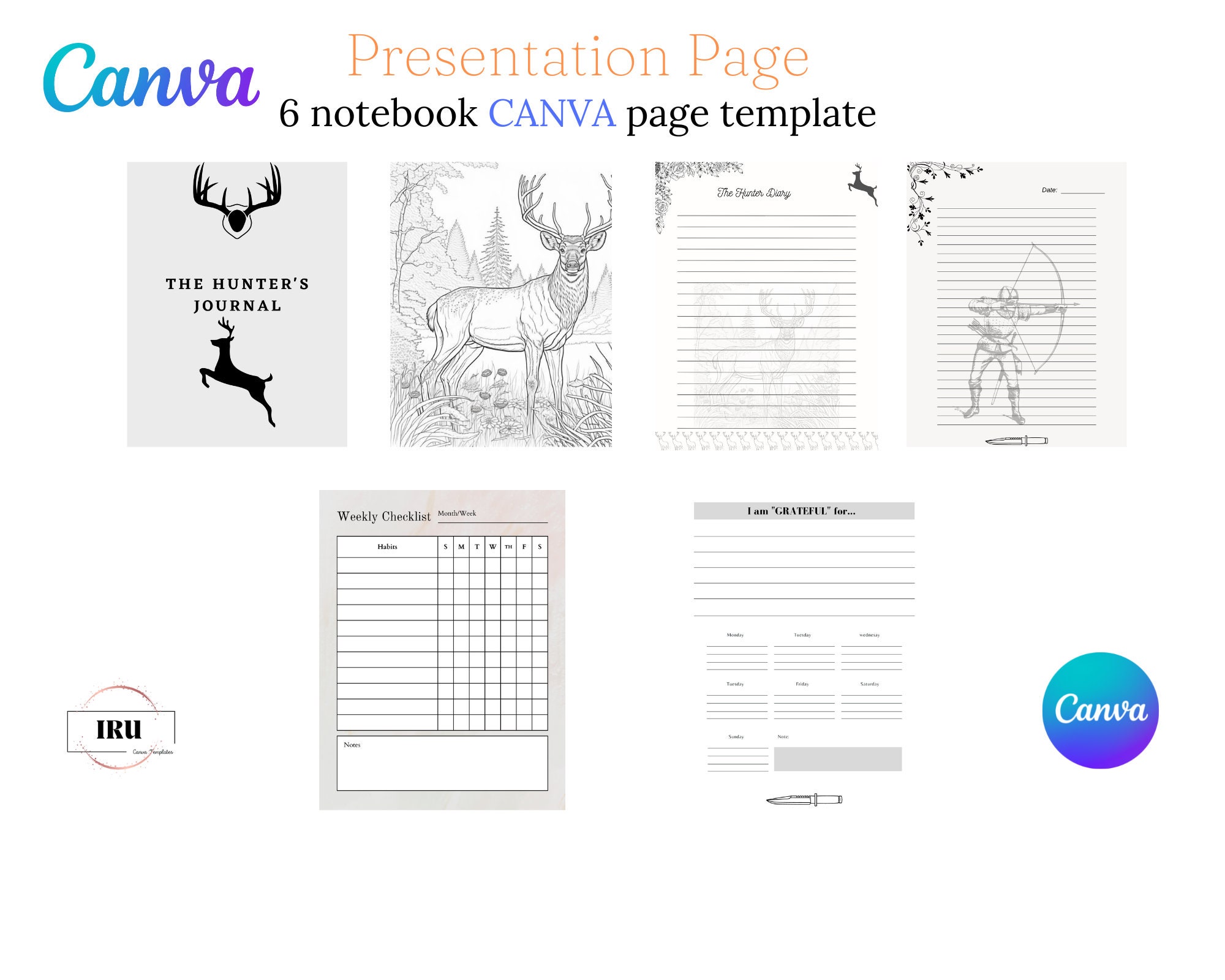 6 Canva Templates for Notebook Pages. Personal and Commercial Use ...