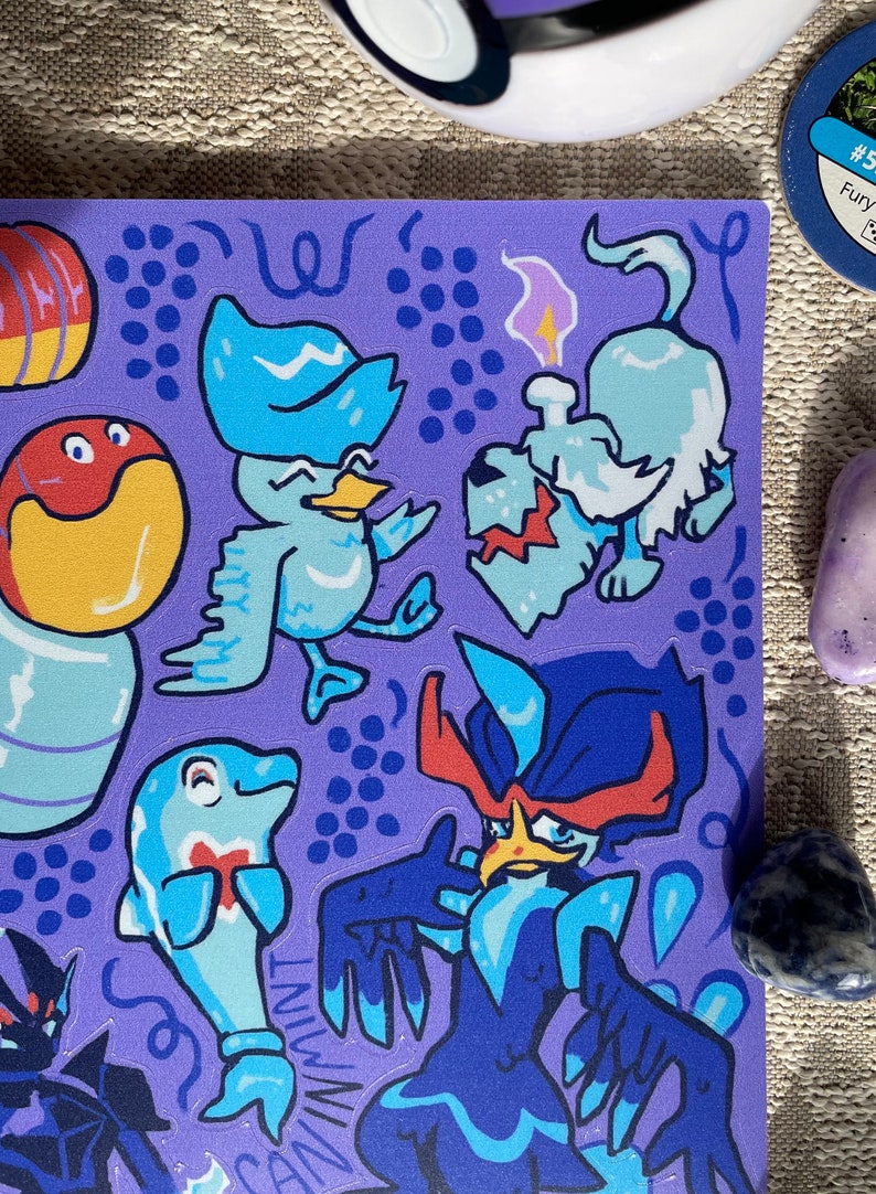 Pokemon Vinyl Stickers Quaxly Ceruledge Greavard Quaquaval Sticker Sheet Sticker Set Saninmint ...