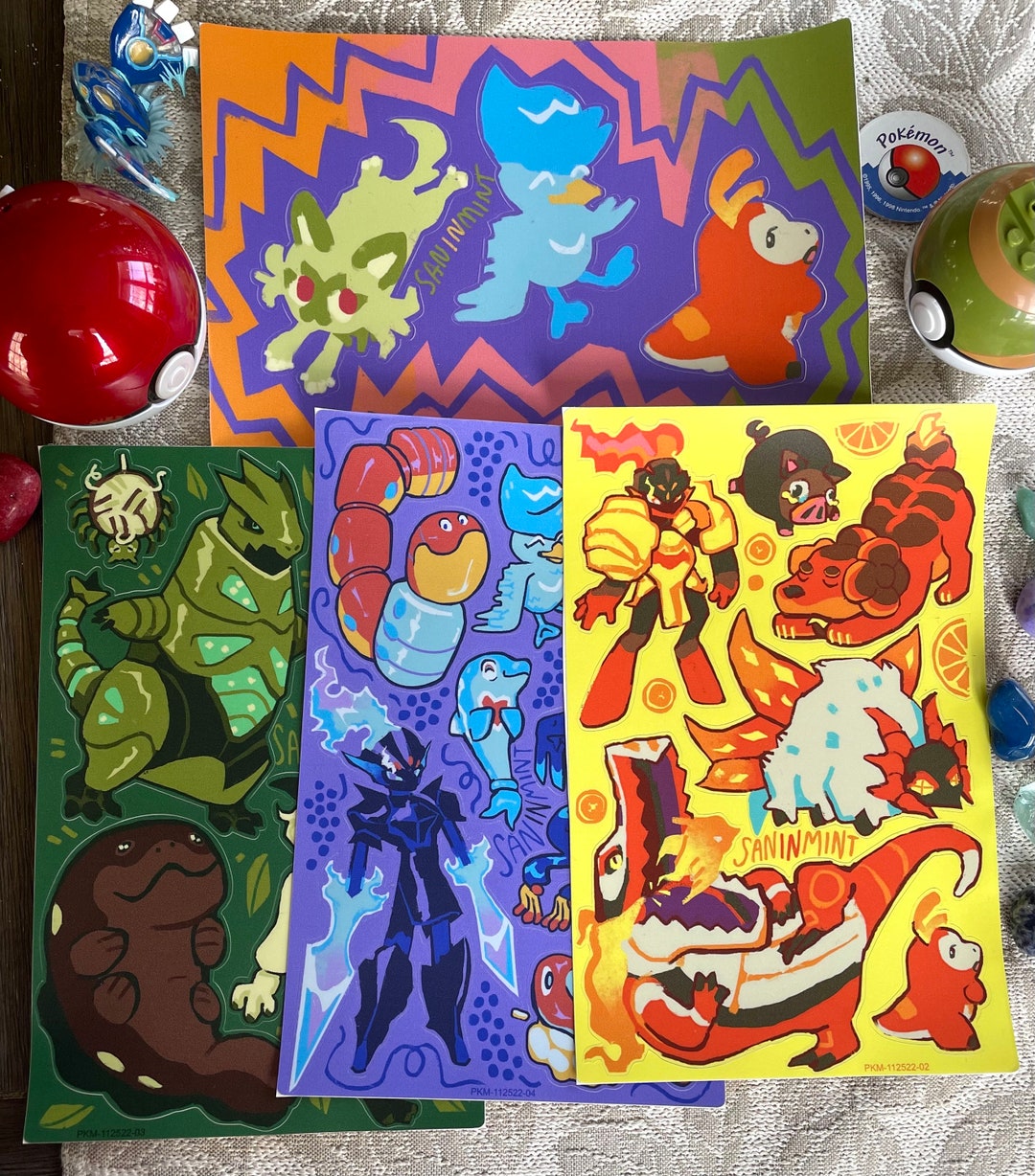 Pokemon Bundle Vinyl Stickers Sprigatito Fuecoco Ceruledge Quaxly Sticker Sheet Sticker Set ...