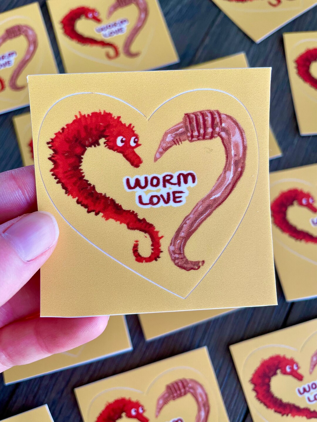 Worm Love Sticker | Worm on a String Earthworm Saninmint - Etsy