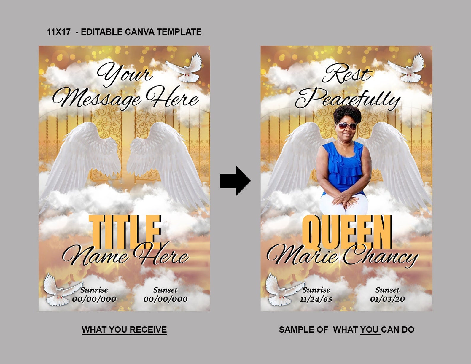 Gold Memorial Design, in Loving Memory, Memorial Digital Design, Rest ...