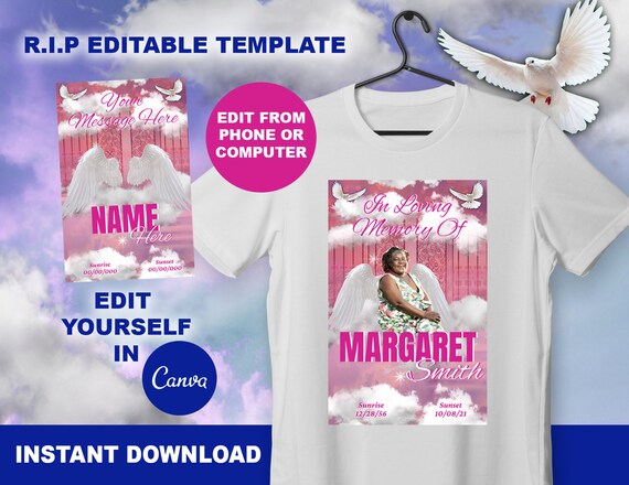 Pink Memorial Design in Loving Memory Memorial Digital - Etsy
