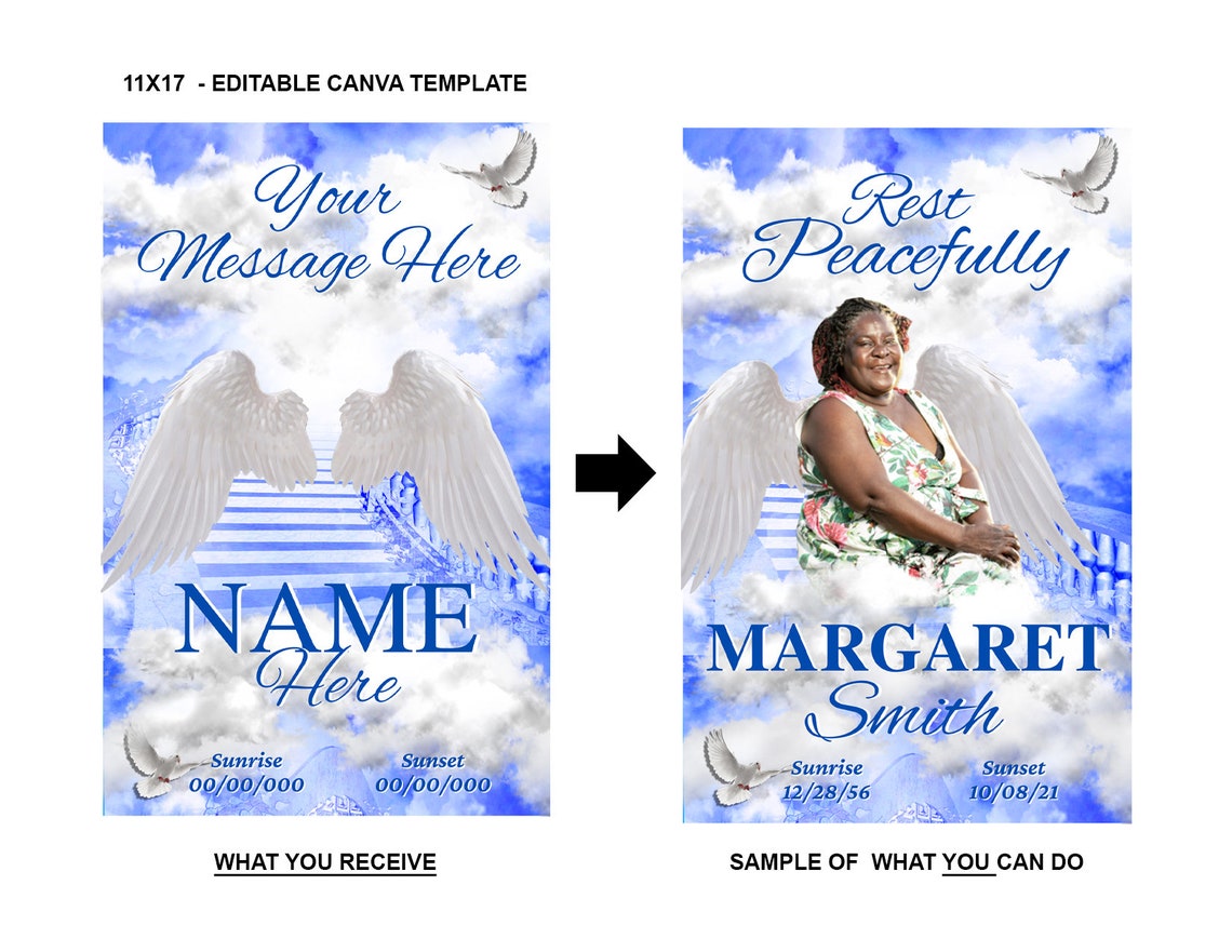 Blue Memorial Design, in Loving Memory, Memorial Digital Design, Rest ...