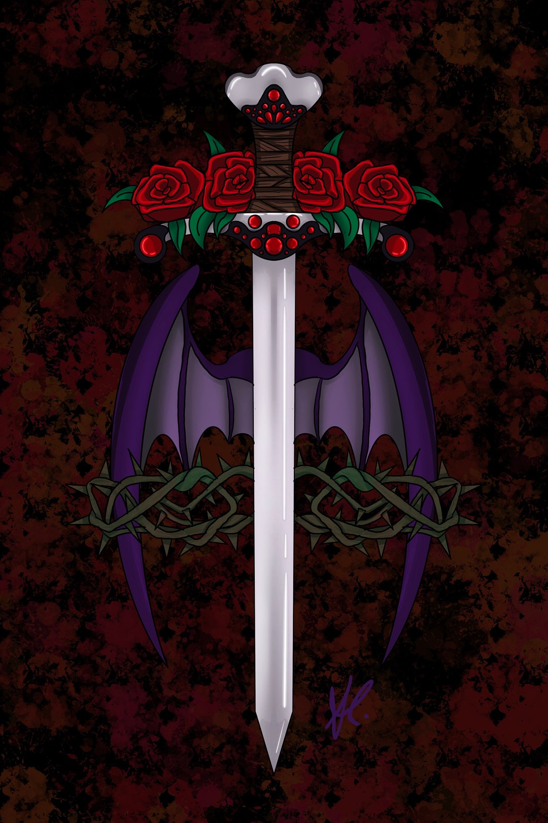 Fantasy Sword Thorn Crown and Roses - Etsy