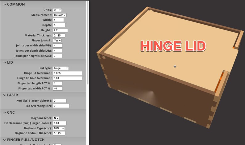 3D Box Builder svg generador de diseño dxf láser cnc cad archivos de corte láser personalizados ...