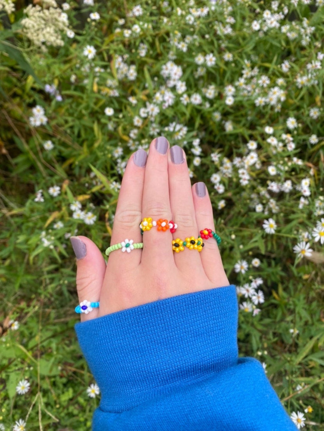 Flower Bead Rings - Etsy
