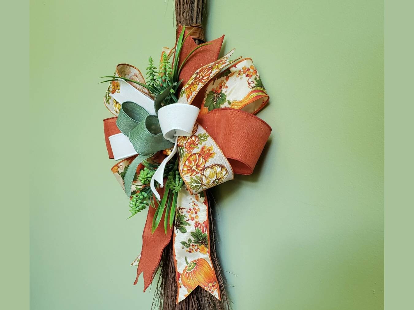 Fall Twig Broom for Front Door, Everyday Grapevine Broom for Front ...