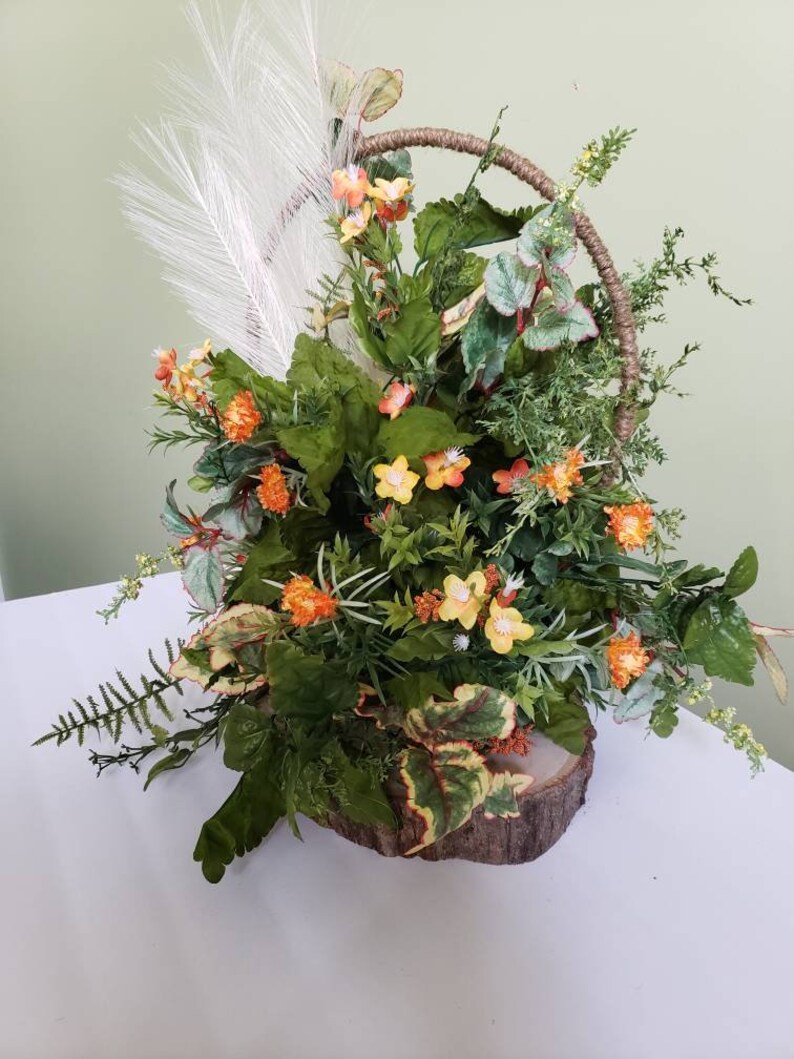 Rustic Natural Floral Centerpiece for Table, Bark Wood Based Farmhouse ...