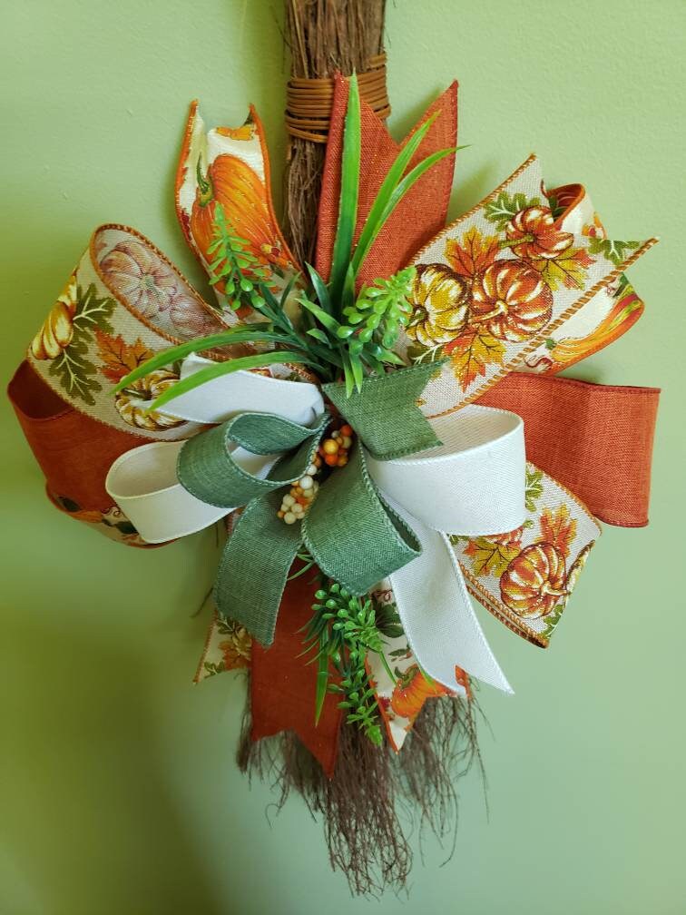 Fall Twig Broom for Front Door, Everyday Grapevine Broom for Front ...