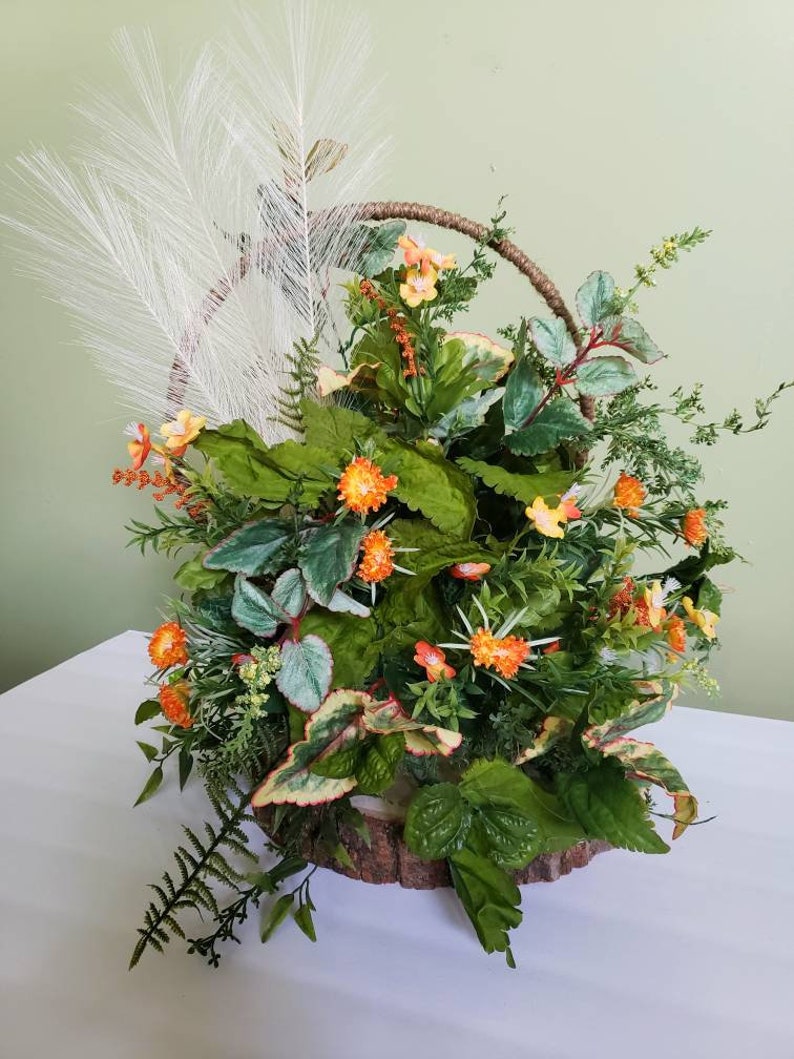 Rustic Natural Floral Centerpiece for Table, Bark Wood Based Farmhouse ...