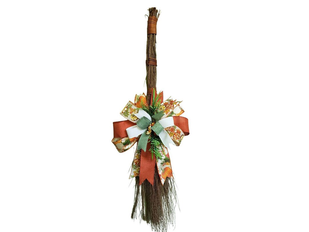 Fall Twig Broom for Front Door, Everyday Grapevine Broom for Front ...