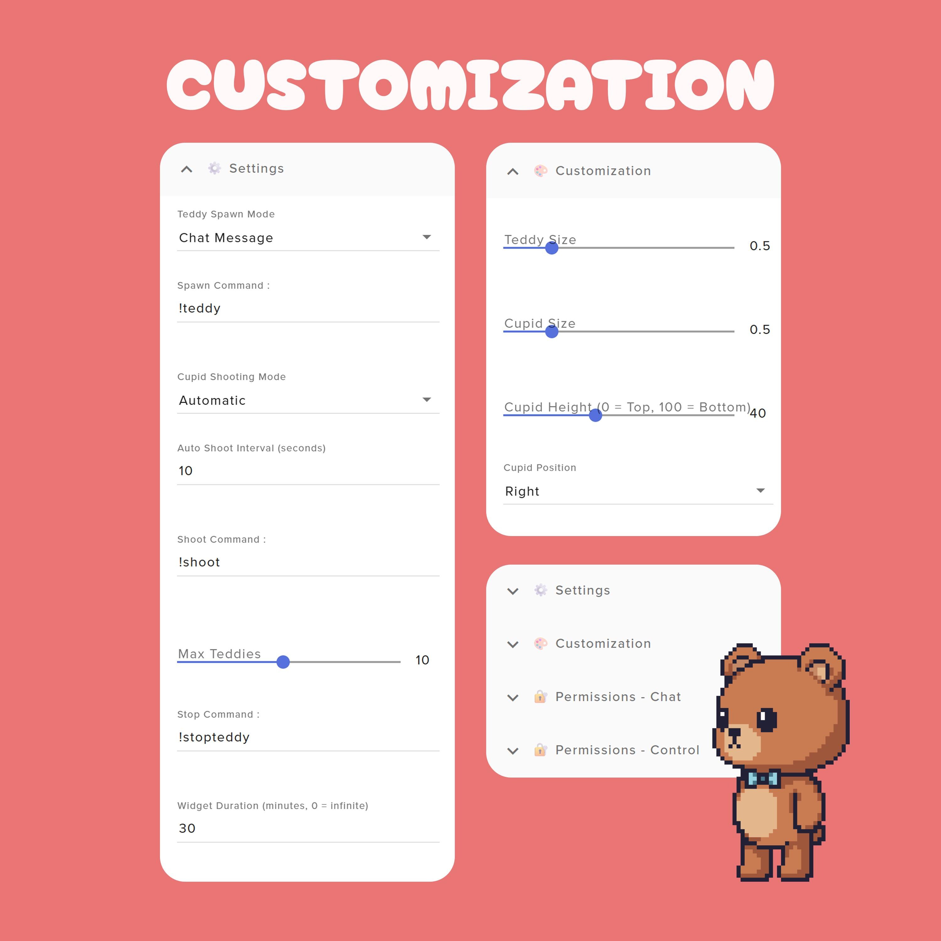 WIDGET Teddy Love, Cupid, Valentine's Day for Twitch | Compatible With ...
