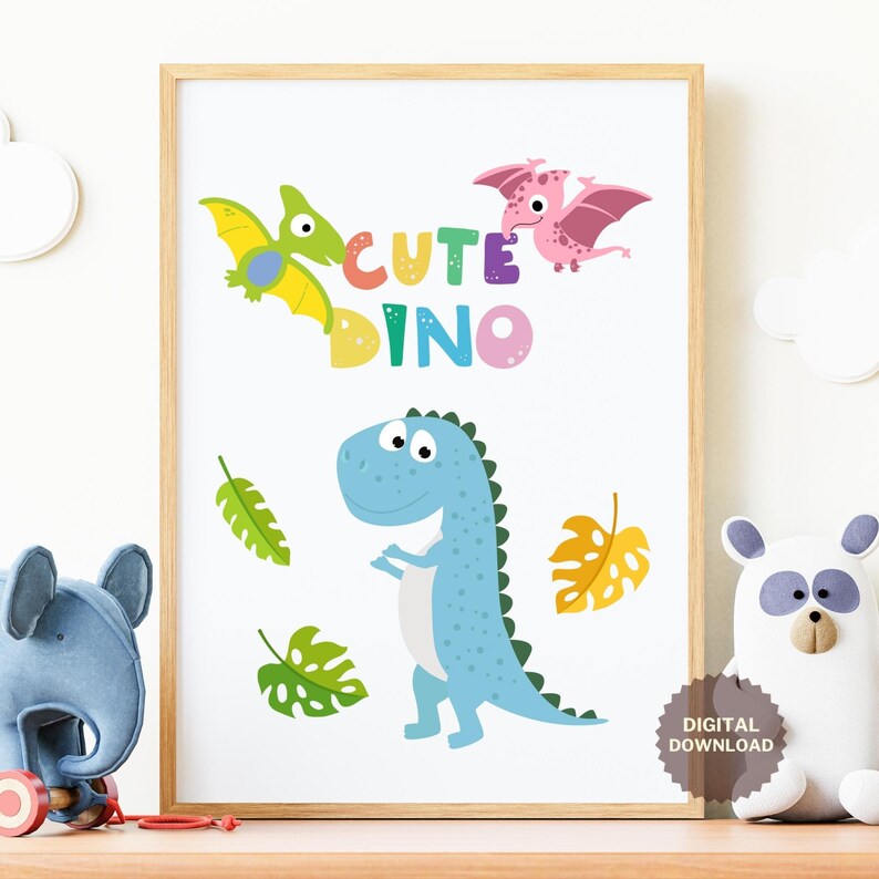 Printable Dinosaur Poster, Dino Poster, Boys Room, Cute Dinosaur, T-rex ...