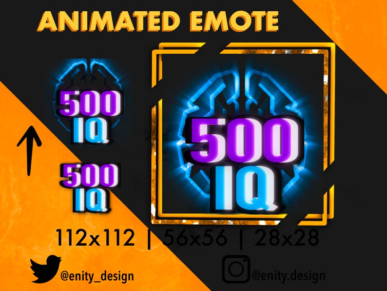 Animated Emote 500 IQ | Streamer Emoji GIF | Funny Text Emote | Twitch ...