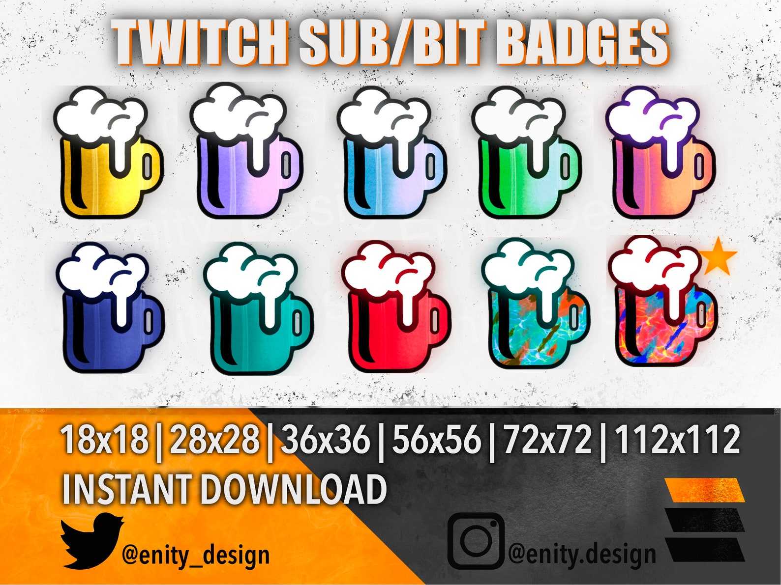 Twitch Sub Badges Beer Mug Bit Badges Mug Beer Sub Badges Colorful Sub ...