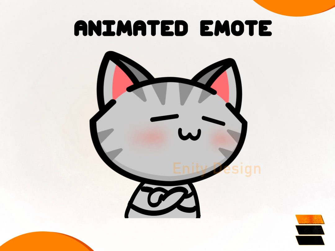 Animated Emote Cute Grey Cat Shaking Head Emote Streamer Emote Ready to ...