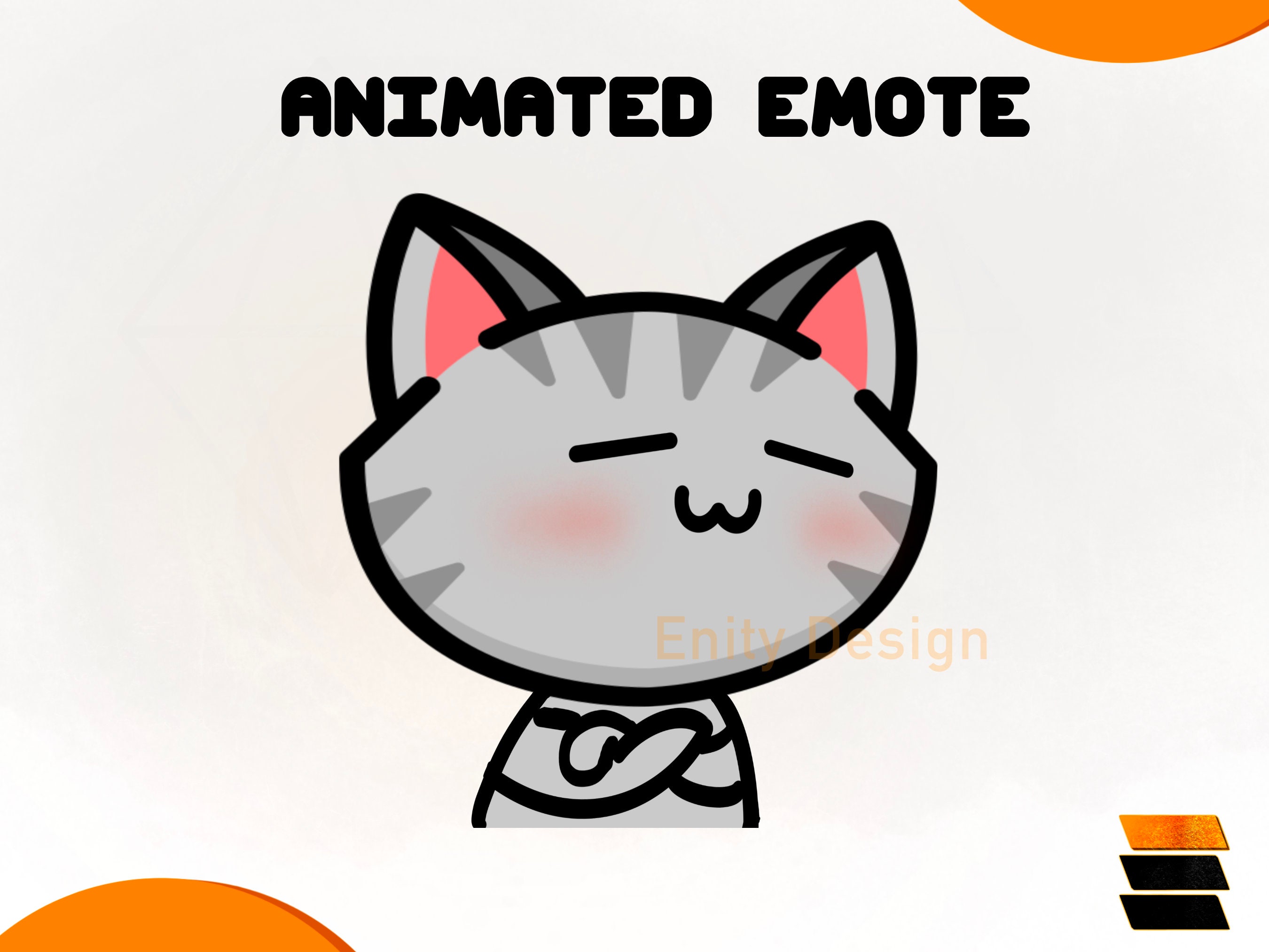 Animated Emote Cute Grey Cat Shaking Head Emote Streamer Emote Ready to ...