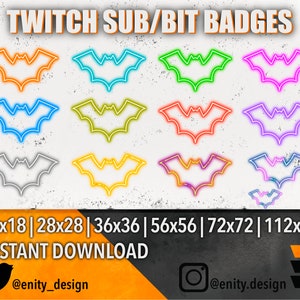 Neon Bat Twitch Sub Badges | Halloween Horror Streamer (instant ...