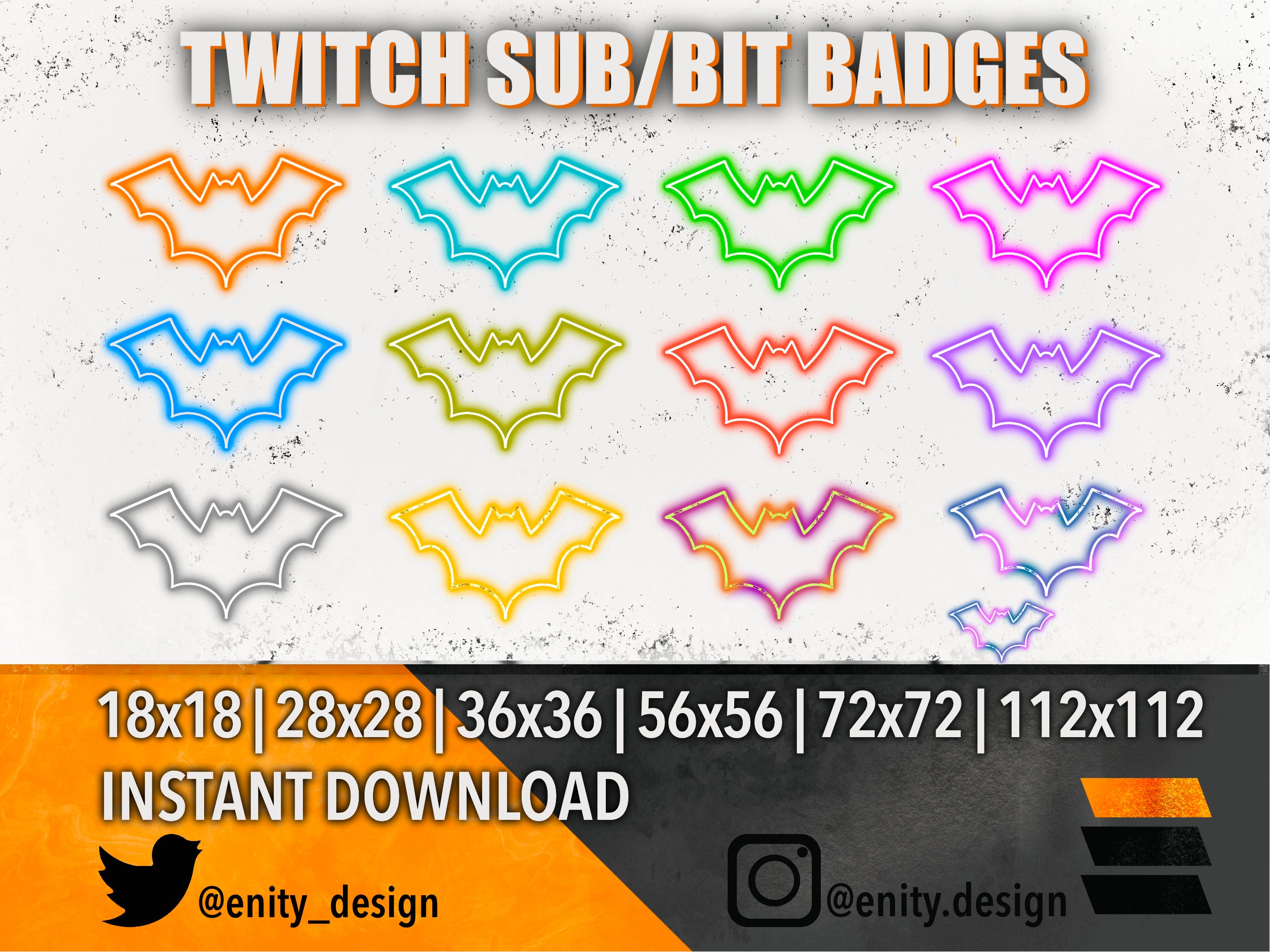 12 Sub/bit Badges | Neon Bat | Halloween Sub Badges | Horror Bit Badges ...