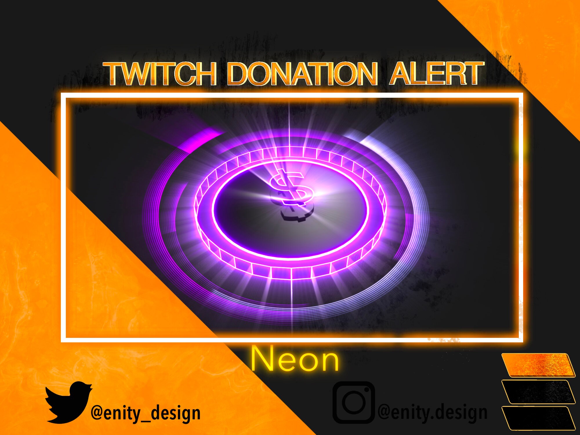 Animated Donation Alert Simple Neon Alert Twitch Alert Neon Glow Purple ...